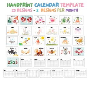 2025 Year Handprint Calendar, Printable Handprint Craft, Bundle ...
