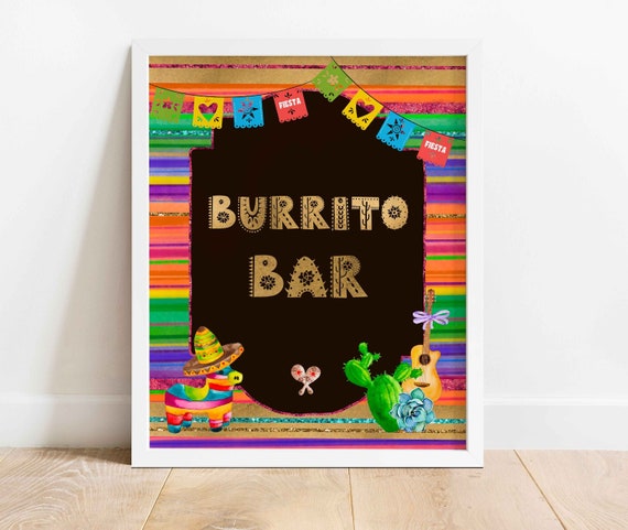 Burrito Bar Sign Printable Fiesta Food Table Decoration | Etsy