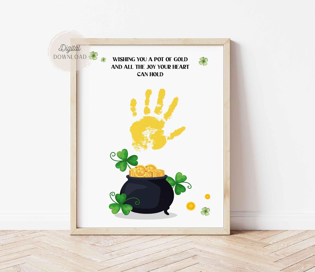 Pot of Gold Handprint Craft, St Patrick's Day Handprint Card, Handprint ...