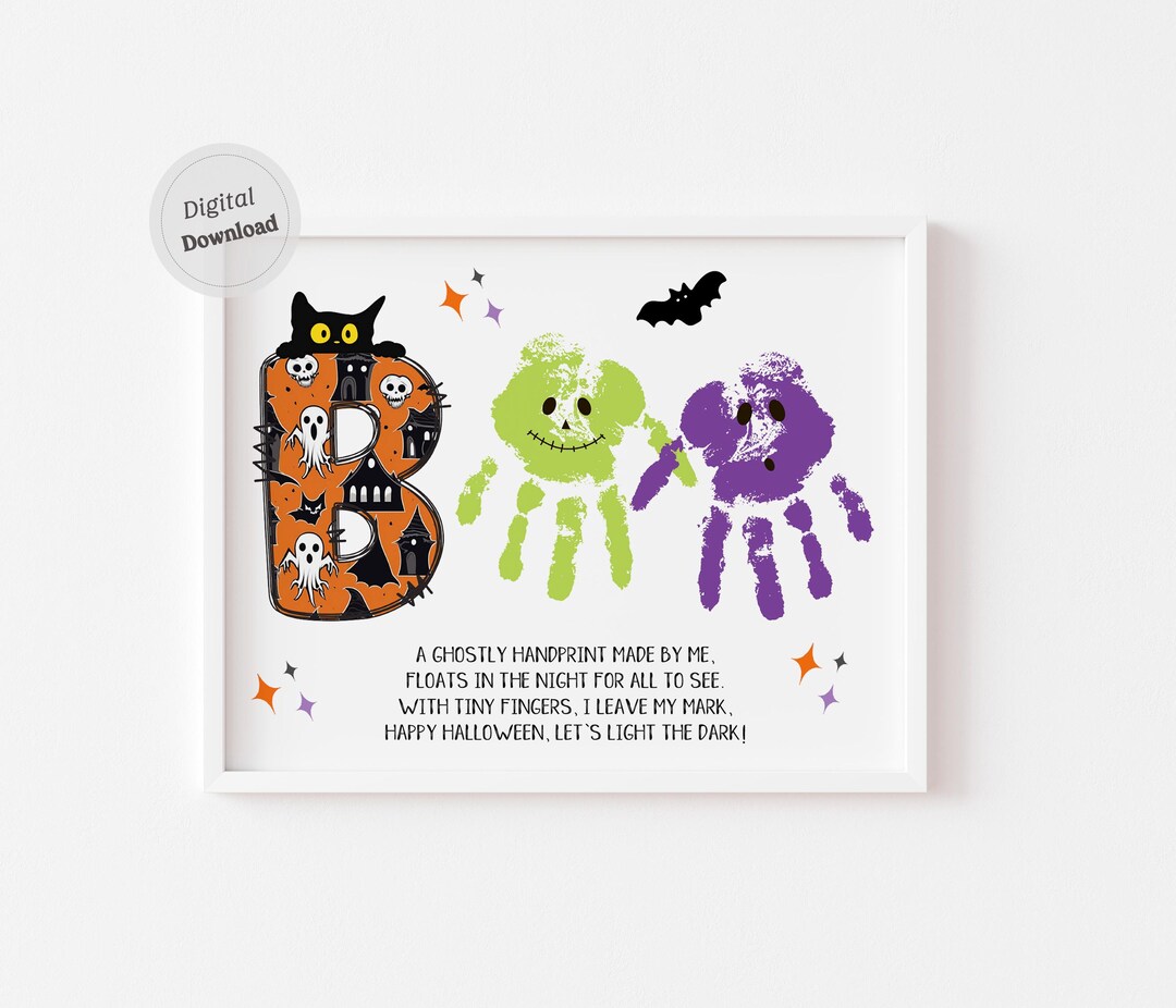 Halloween Ghost Handprint Art With Poem, Halloween Handprint Craft ...