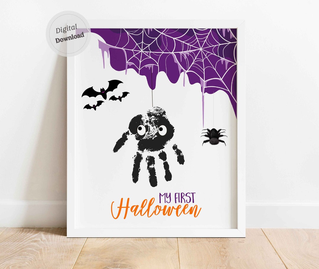 My First Halloween Keepsake Handprint Art Printable Hand Spider Web ...