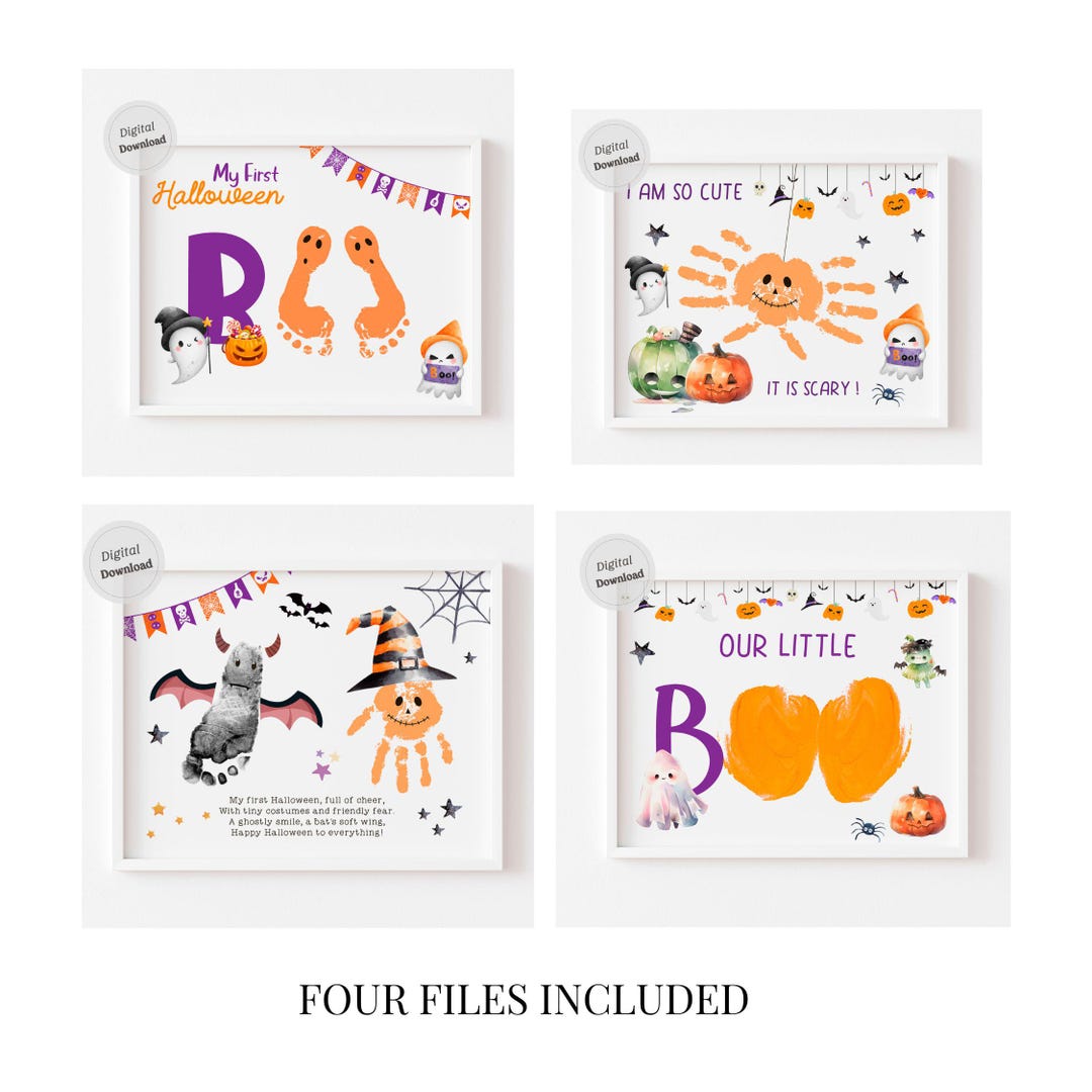 1st First Halloween Handprint and Footprint Art, Ghost, Bat, Boo ...