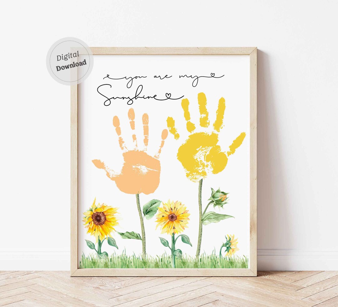 You Are My Sunshine Handprint Sign Mother's Day Mom Grandma Handprint ...
