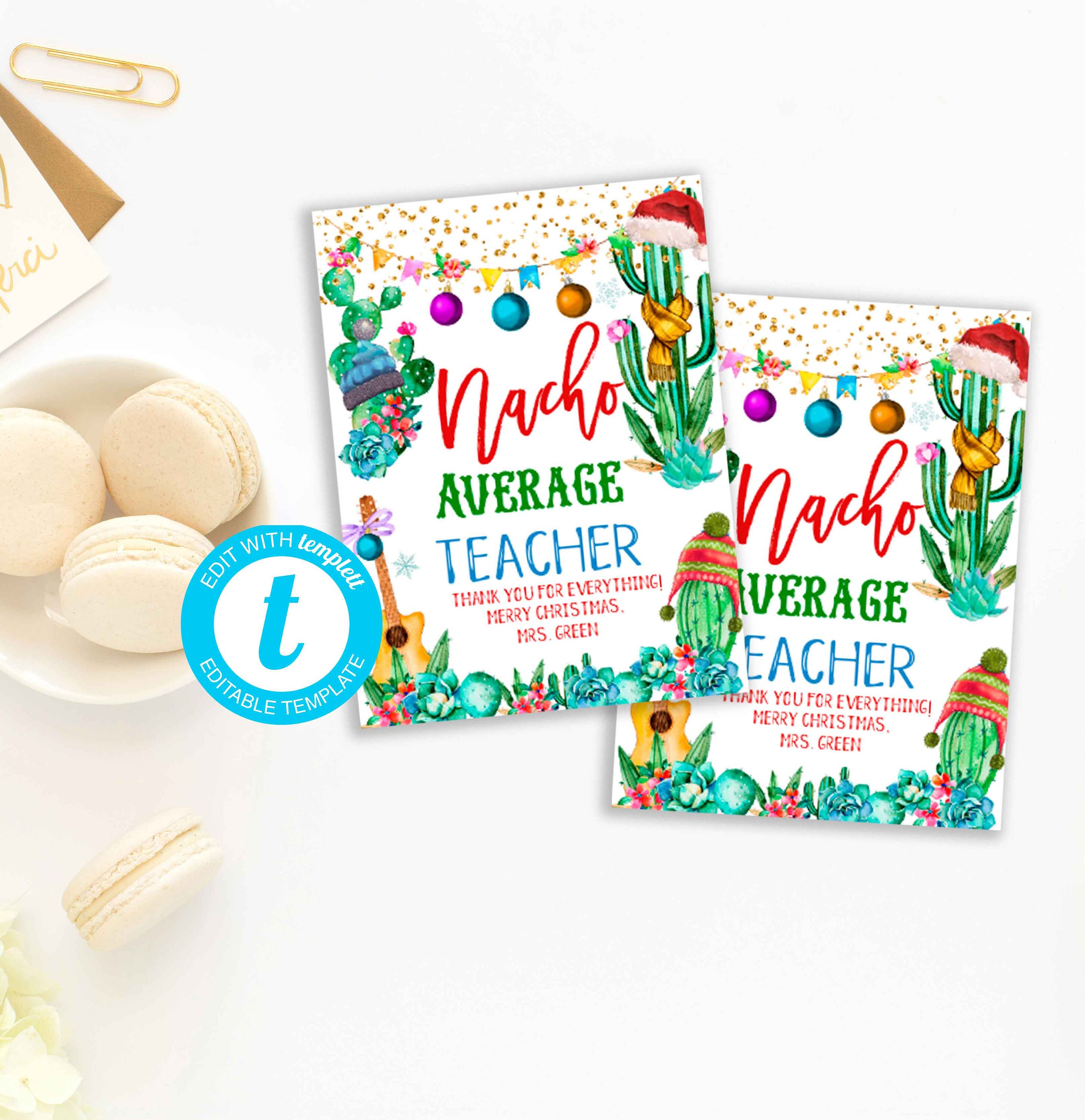 Nacho Average Teacher Christmas Teacher Appreciation Tag - Etsy