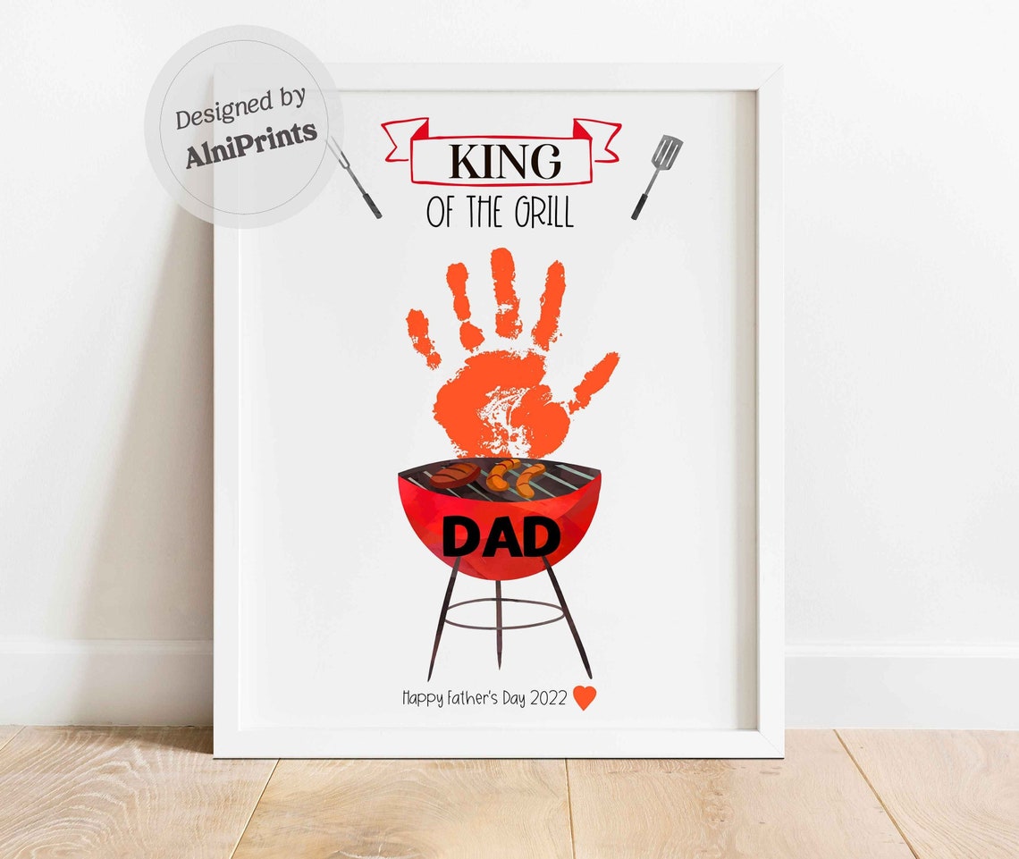 King of Grill Dad Fathers Day Gifts Handprint Art for Daddy - Etsy