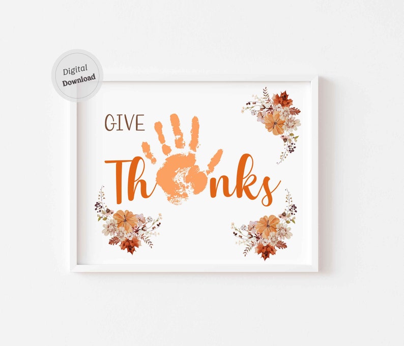 Thanksgiving Handprint Art Template Give Thanks Thanksgiving - Etsy