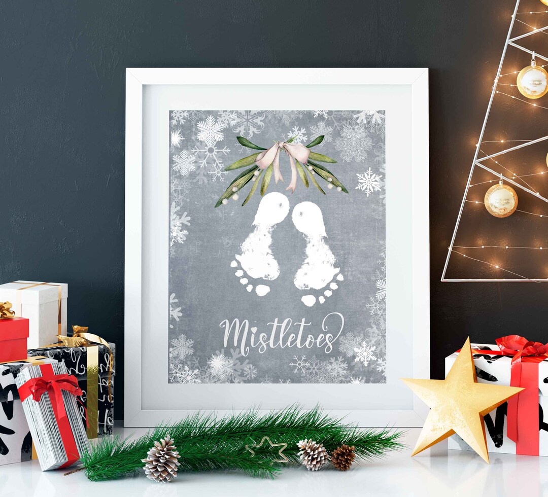 Mistletoes Mistle-toes Footprint Art Craft Printable Templet Christmas ...