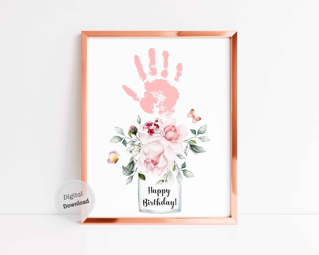 Happy Birthday Handprint Art Template Printable for Grandma Mom Mum ...