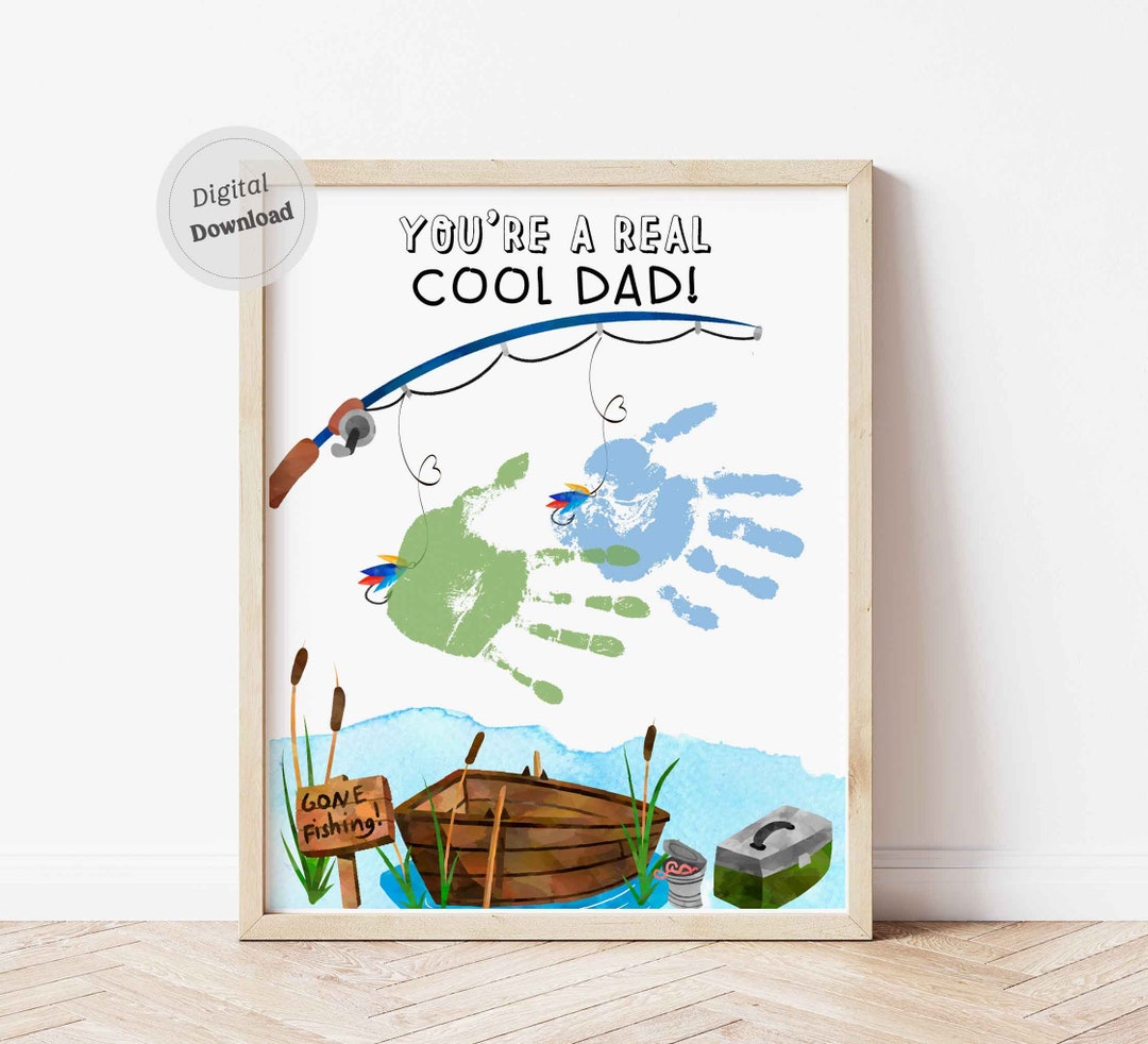 Fish Handprint Craft Real Cool Dad Father's Day Printable Template ...