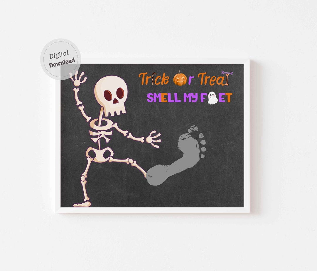 Halloween Footprint Art Skeleton Download Printable Template - Etsy