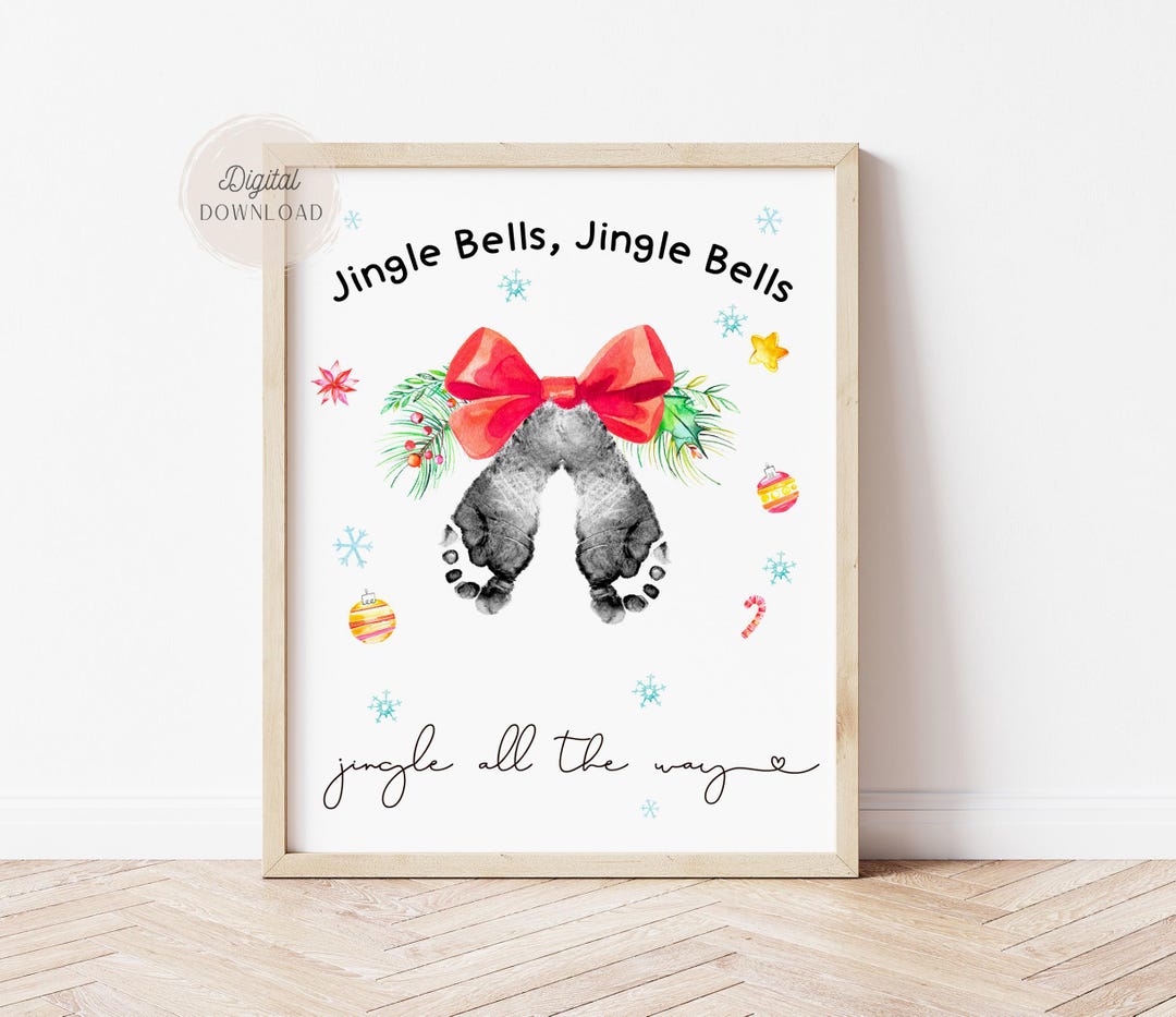 Christmas Footprint Craft, Christmas Bells Feet Print Art Card, Newborn ...