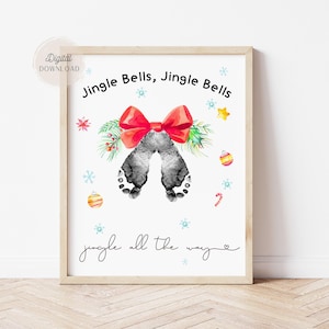 Christmas Footprint Craft, Christmas Bells Feet Print Art Card, Newborn ...