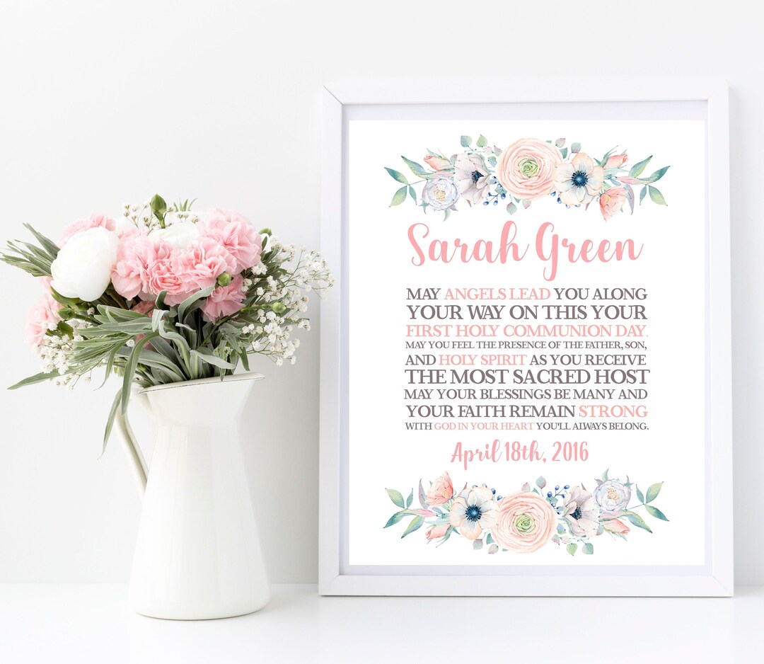 First Holy Communion Girl Communion Poem Sign May Angels Lead You ...