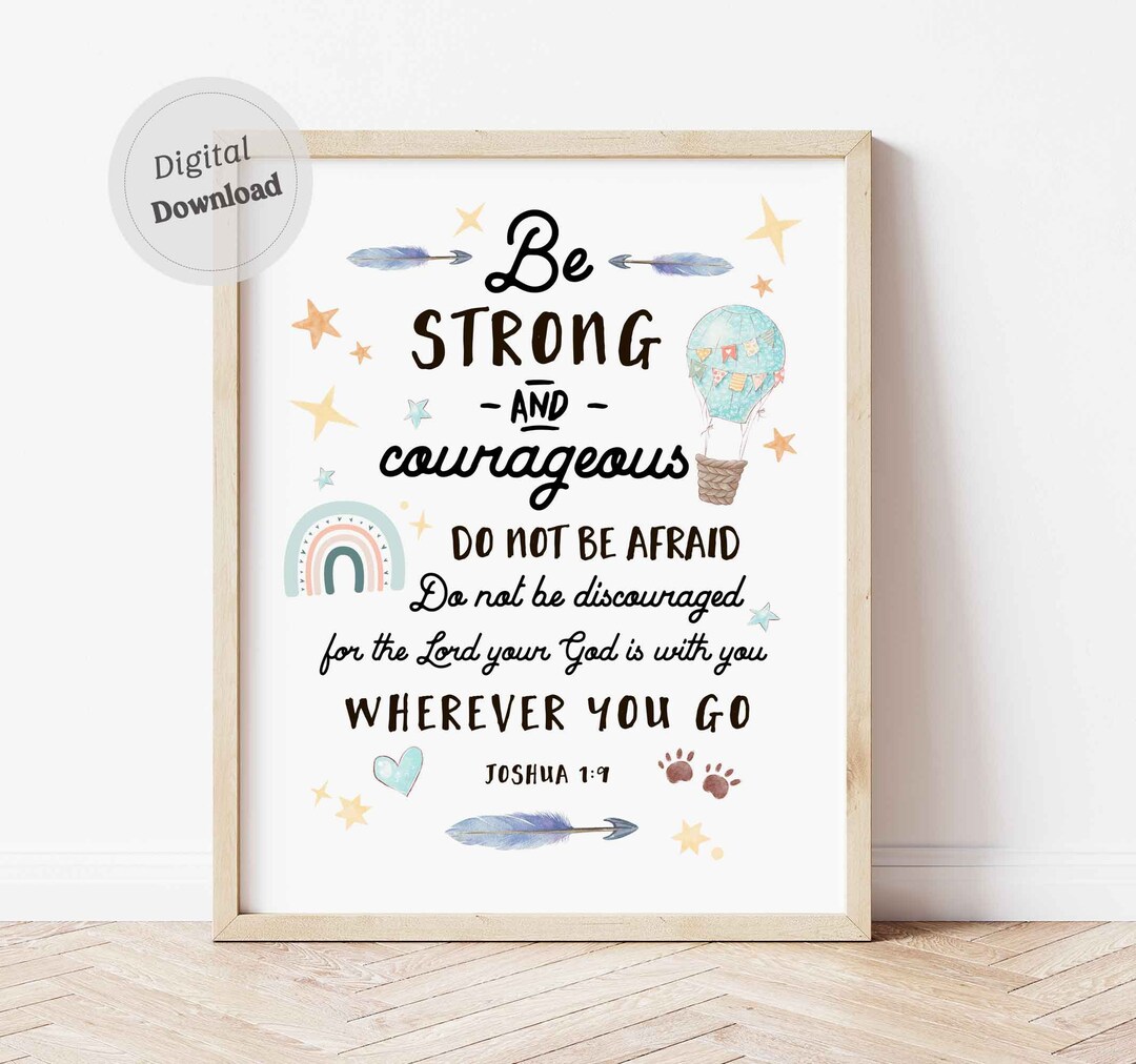 Joshua 1:9 Nursery Print Kids Bible Verse Wall Art Scripture Print ...