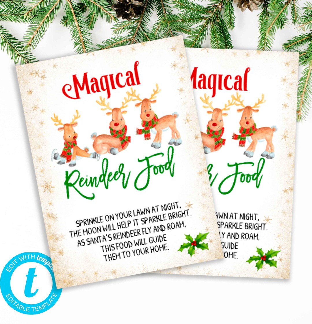 Magic Reindeer Food Tags Printable Christmas Tags Printable Magic ...