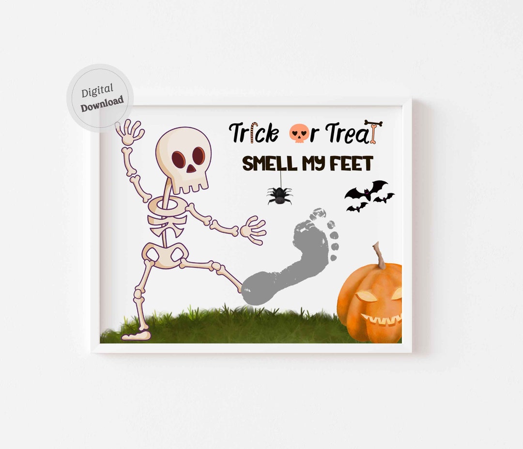 Halloween Footprint Art Skeleton Printable Template Baby Infants ...