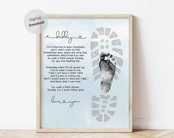 Daddy Footprint Poem / Foot Feet Art Craft Dad Father's - Etsy