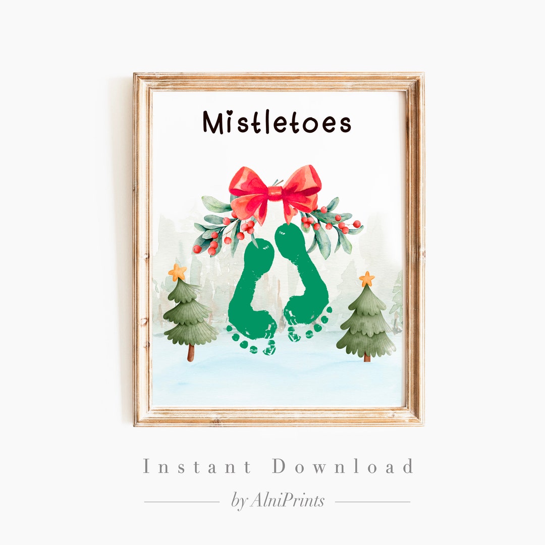 Christmas Footprint Art, Foot Print Art, My First Xmas, Mistletoes ...