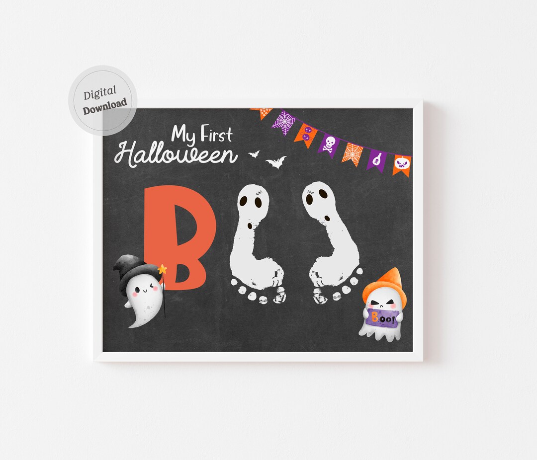 Baby First Halloween Printable Footprint Ghost Craft Handprint Art ...