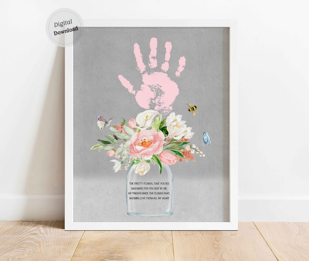 Mothers Day Handprint Poem Printable Mothers Day Card Craft Bouquet ...
