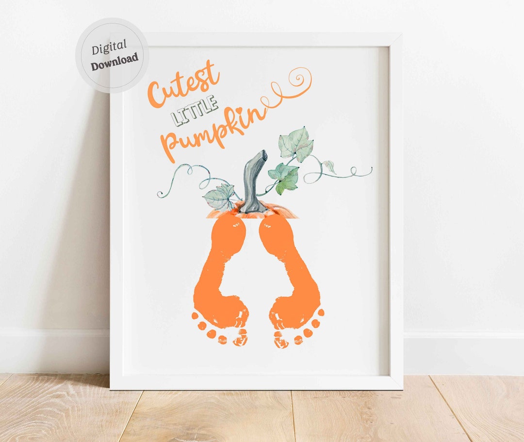 Cutest Little Pumpkin Footprint Handprint Art Thanksgiving Fall Crafts ...