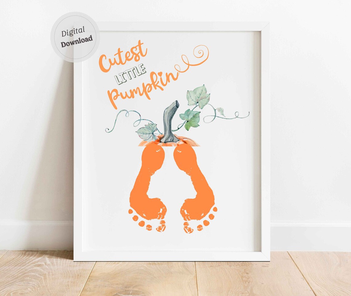 Cutest Little Pumpkin Footprint Handprint Art Thanksgiving - Etsy