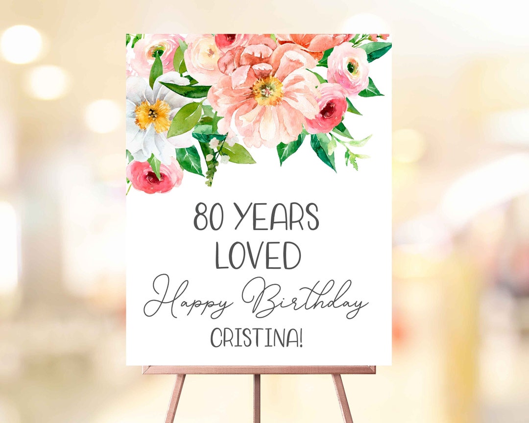 80 Birthday Sign 80 Years Loved Custom Birthday Welcome Sign - Etsy