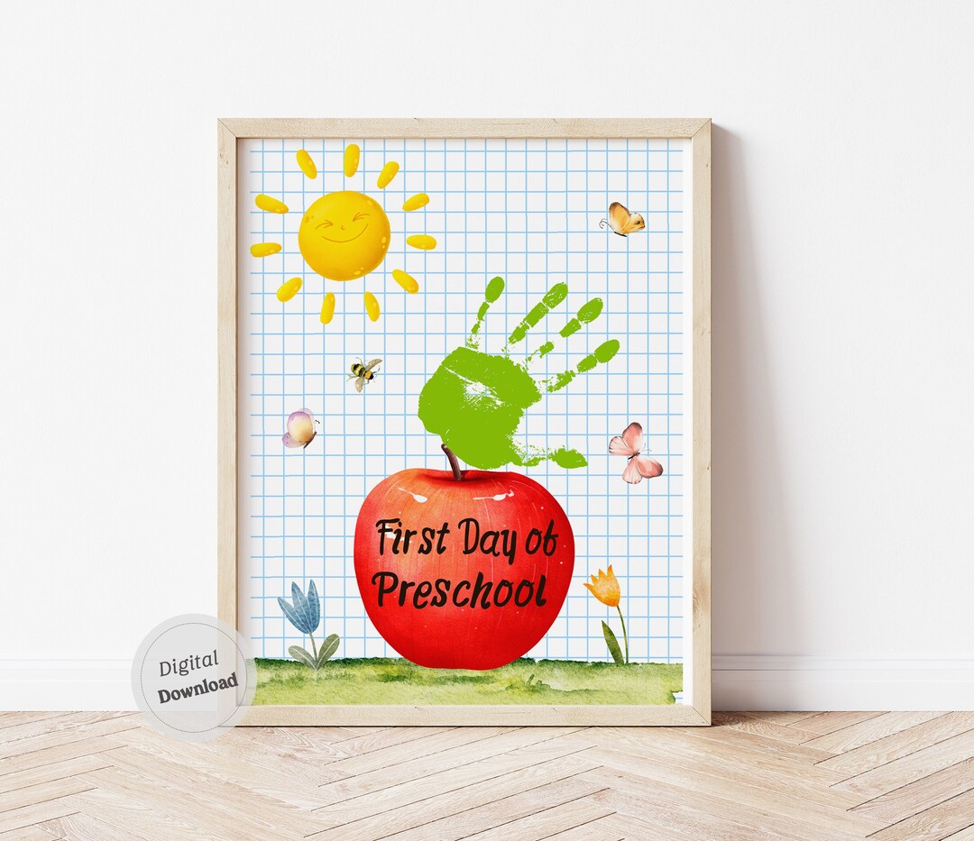Back to School Apple Keepsake Handprint Art 1st First Day of Preschool ...