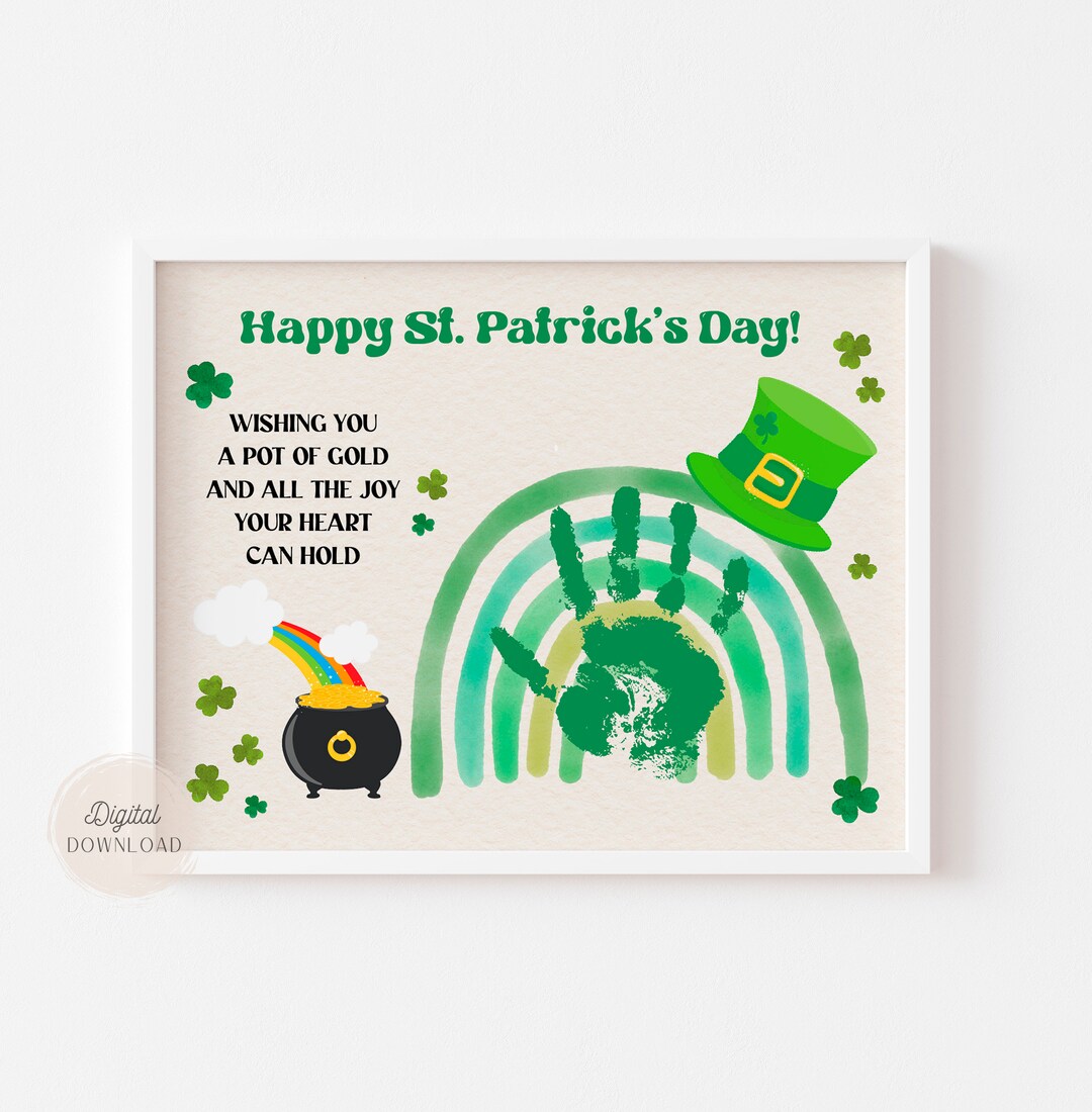 St. Patrick's Day Wishes Handprint Poem Printable Clover Shamrock ...