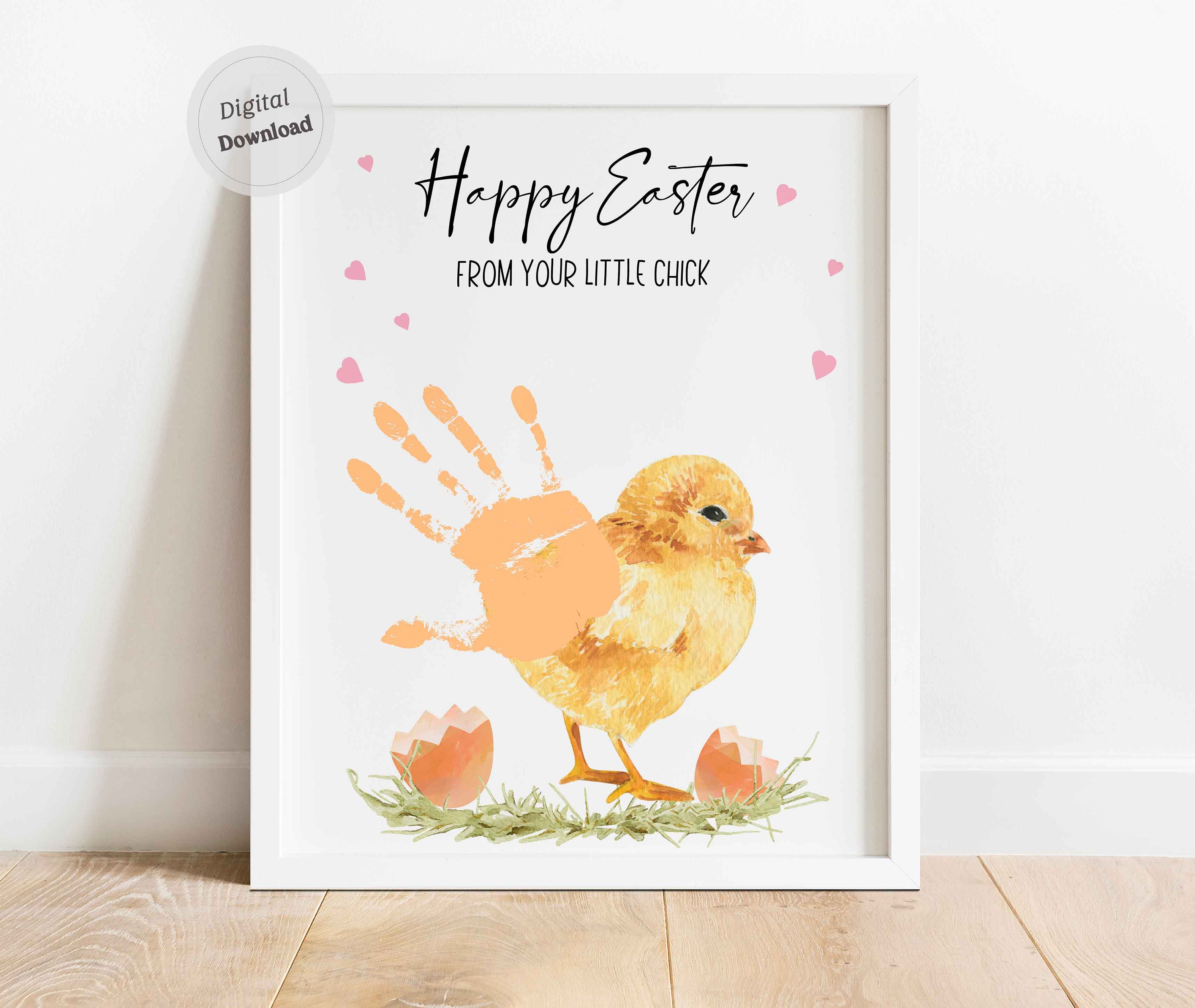 Easter Handprint Printable Art Chick Handprint Template for - Etsy
