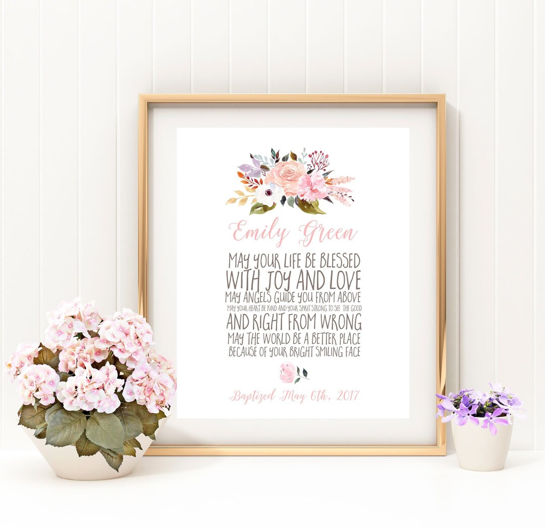 Personalized Baptism Print: Lilac Floral Bible Verse (digital Download ...