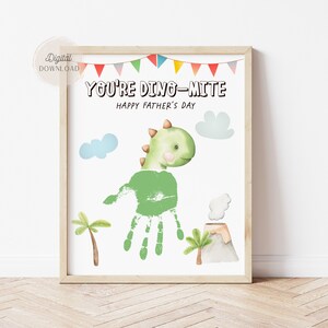 Father's Day Handprint Craft, Dino-mite Dinosaur Handprint, Childrens ...
