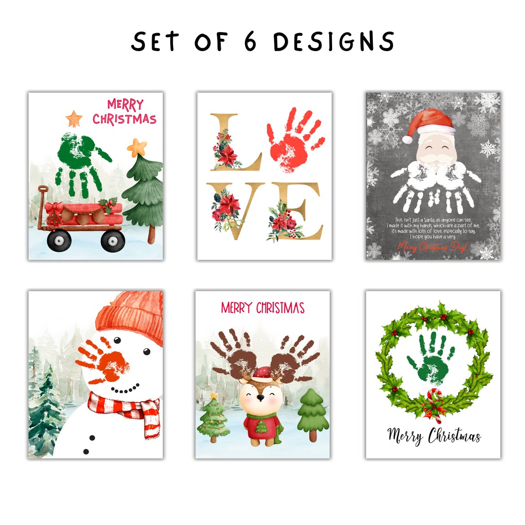 Christmas Handprint Craft Art Bundle / Christmas Handprint Cards Kit ...