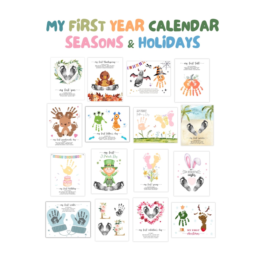 My First Year Handprint Calendar, Seasons and Holidays Calendar Craft ...