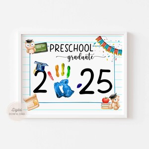 Preschool Graduation Sign, Graduation Crafts, Handprint Art, Printable ...