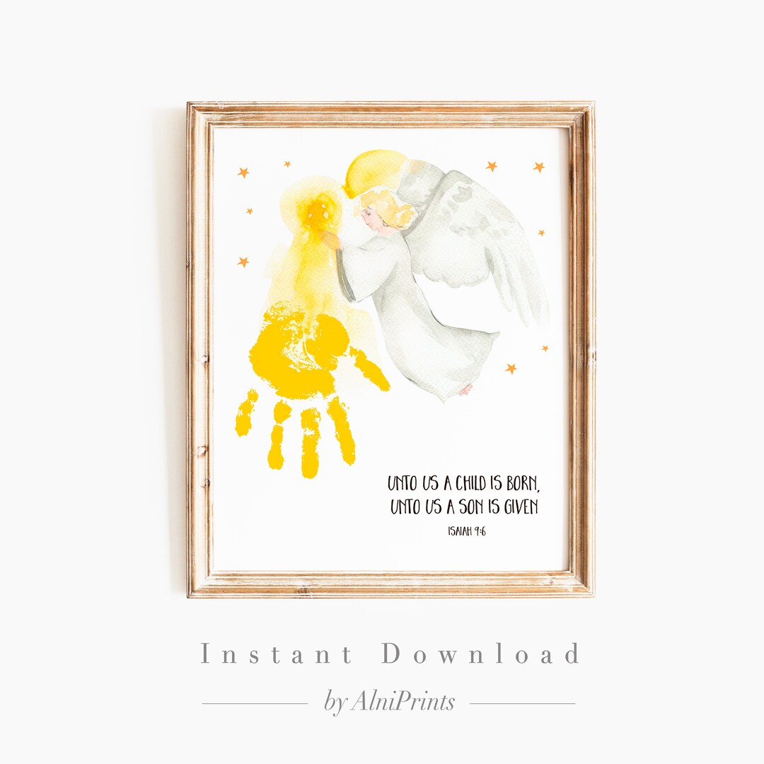 Angel Handprint Art, Christmas Handprint Craft Isaiah 9:6, Navity ...