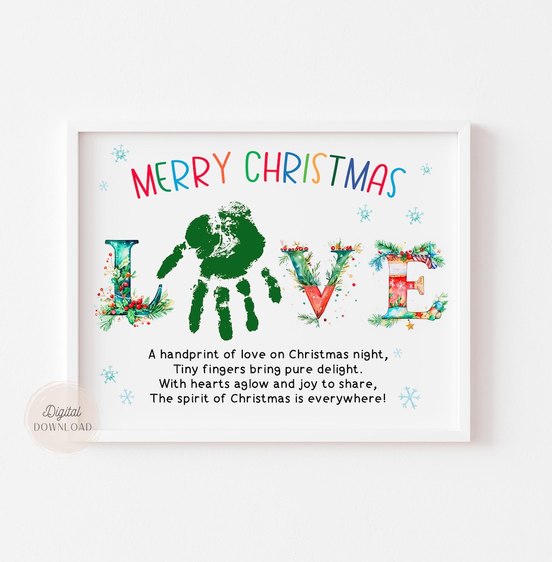 Love Christmas Handprint Art With Poem, Christmas Handprint Card ...