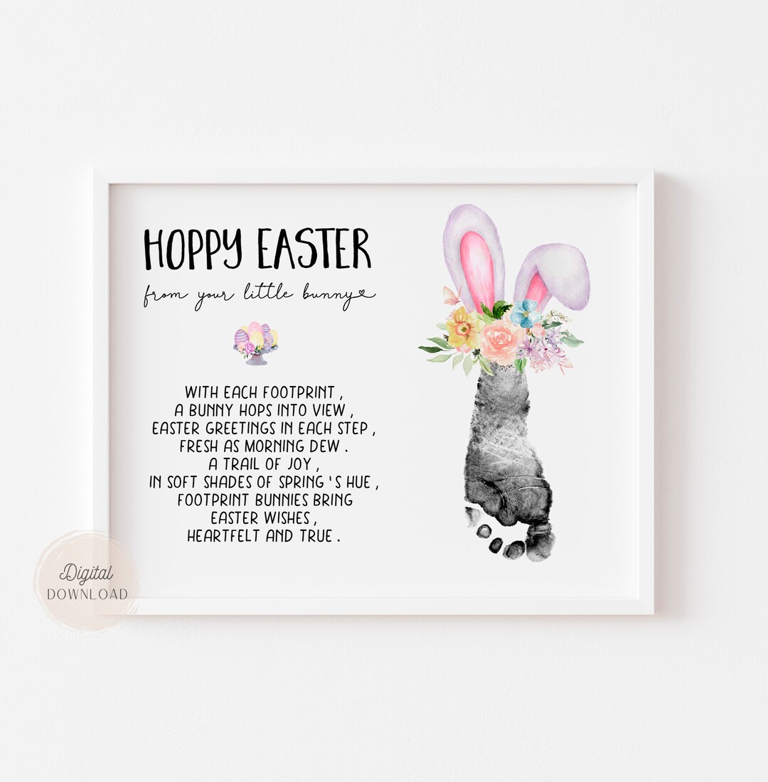 Easter Bunny Footprints, Bunny Rabbit Footprint, Bunny Footprint Card ...