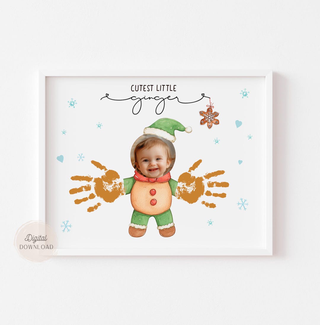 Christmas Gingerbread Handprint With Photo, Christmas Hand Art ...