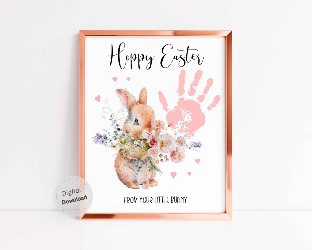 Easter Bunny Handprint Printable Spring Flowers Handprint Art Template ...