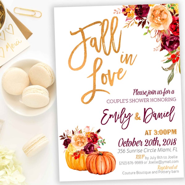 Fall in Love Bridal Shower Invitation - Etsy