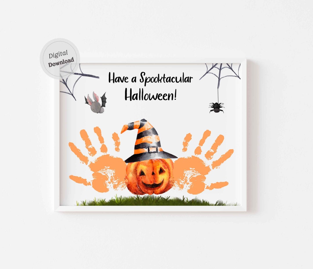 Pumpkin Handprint Art Halloween Pumpkin Printable Template - Etsy