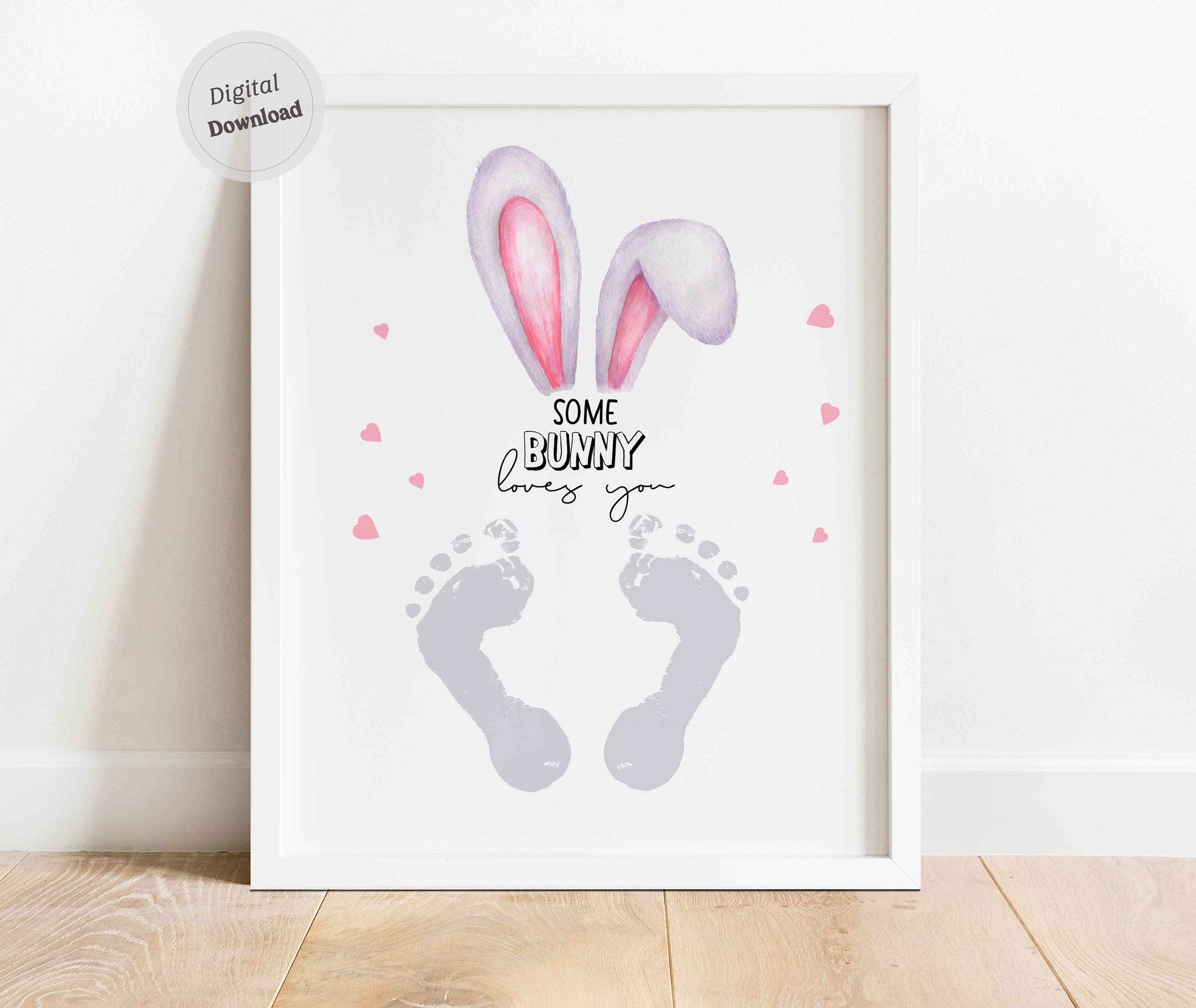 Easter Bunny Footprint Printable Some Bunny Loves You My First - Etsy