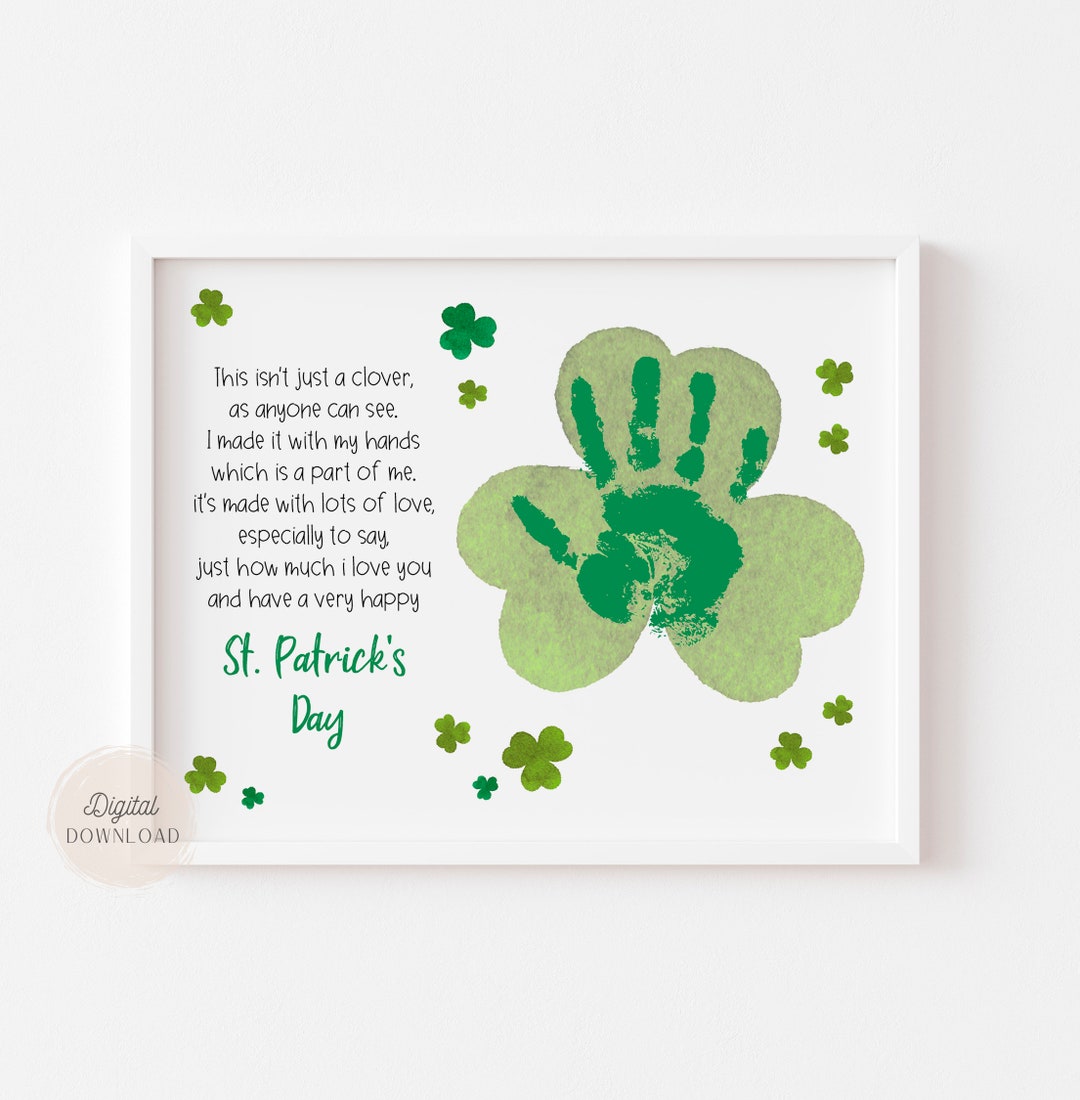 Shamrock Handprint Craft Template, St. Patrick's Day Handprint Poem ...