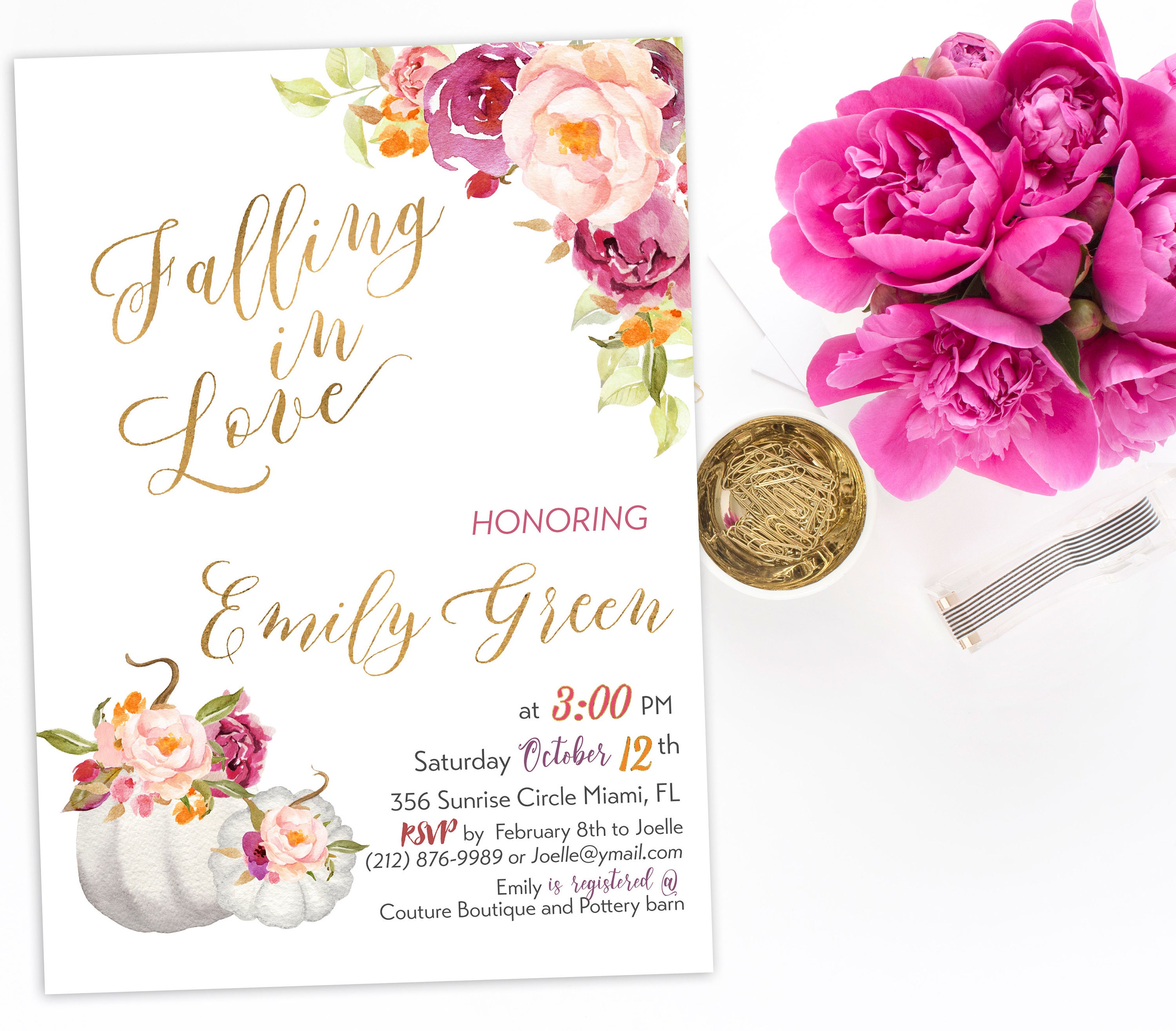 Falling in Love Invitation Bridal Shower Invitation Download | Etsy