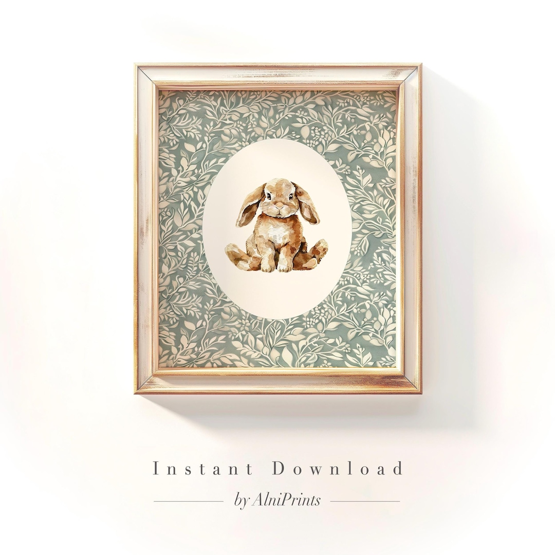 Vintage Bunny Wall Art, Childrens Bedroom Art Prints, Girl or Boy Wall ...