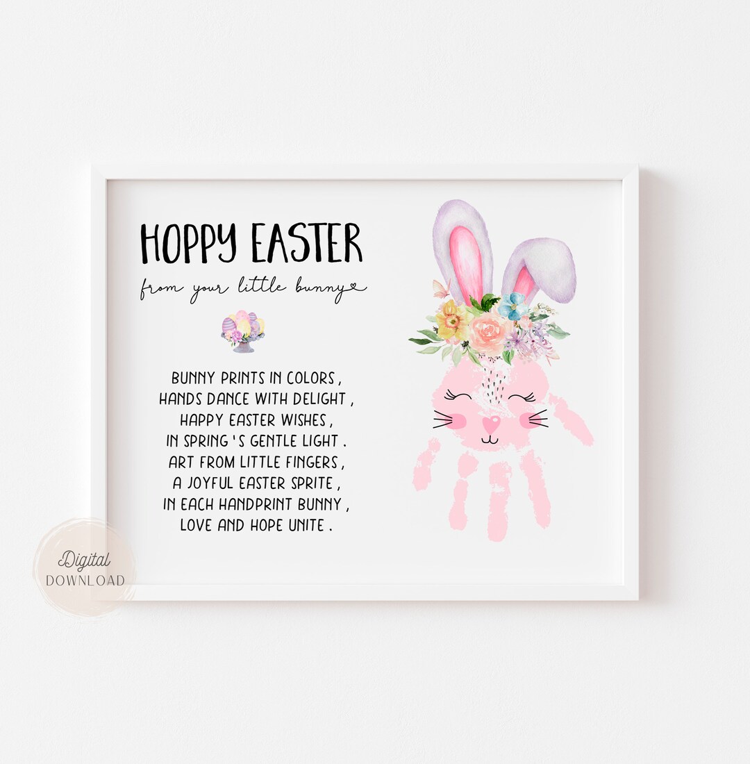 Bunny Handprint, Rabbit Handprint Craft, Easter Handprint Card With ...