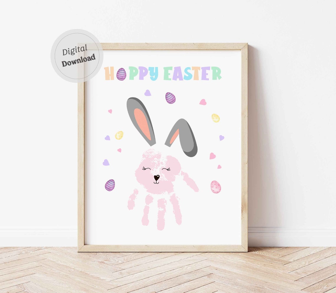 Easter Bunny Handprint Printable Art Handprint Template for - Etsy