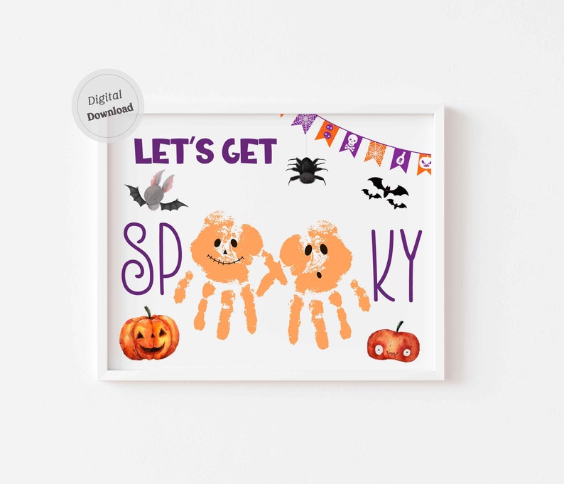 Let's Get Spooky Halloween Art Craft Handprint Printable - Etsy