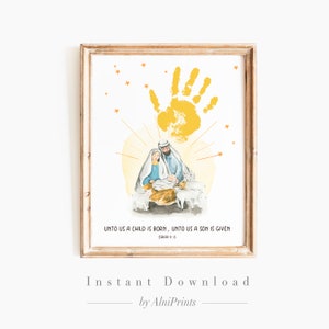 Baby Jesus Handprint Art, Christmas Handprint Craft Isaiah 9:6, Navity ...